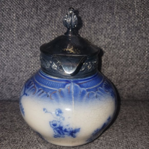 Wheeling Pottery Co | Accents | La Belle Flow Blue Syrup Pitcher W ...